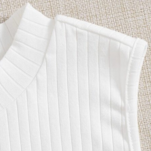 Tops | 415 Solid Ribbed Knit Top In White | Poshmark